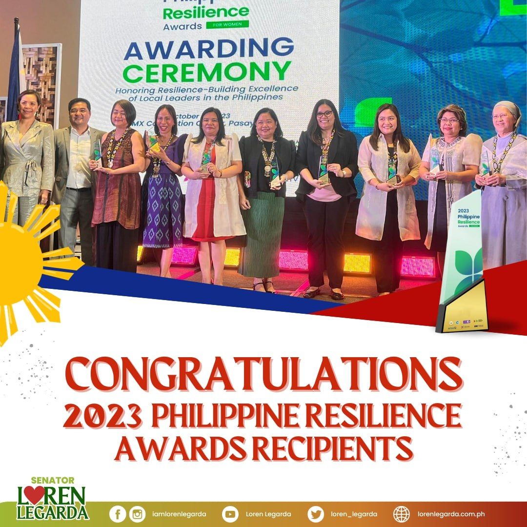 Legarda honors notable recipients of PH Resilience Awards - Loren Legarda